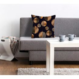 queence Dekokissen &raquo;Dani&laquo; Kissenh&uuml;lle, Christbaumkugeln, Schwarz, Weihnachtsdeko, Festlich goldfarben/bronzefarben + bedruckt Obermaterial: 100%...