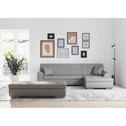 DOMO collection Ecksofa »Treviso viele Bezüge, auch in Cord, L-Form, B/T/H: 267/80/83 cm« wahlweise mit Bettfunktion, incl. Zierkissen, hochwertige...