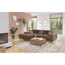 COTTA Ecksofa »Komaris L-Form, B: 244 cm« mit Kopfteilverstellung, optional Bettfunktion, Bettkasten & Licht Espresso