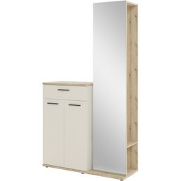 HBZ-MEBLE HBZ Garderoben-Set »Kompaktgarderobe, BxHxT 105x188x38 cm mit Spiegel« 2 Stk. tlg. Breite 105cm, Softclose, Melaminbeschichtet, Spiegel evoke...