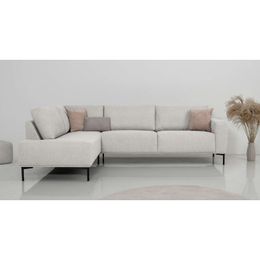 Andas Ecksofa »Melby« Breite 275 cm, in einem weichen Struktur Stoff, lose Rückenkissen grey