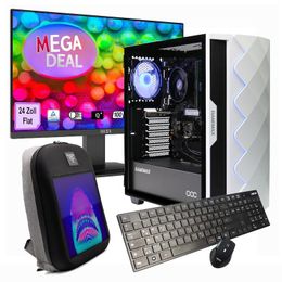 GAMEMAX PC-Komplettsystem »MegaDeal Diamond WT SET2593« 24 ′′ AMD Ryzen 5 32 GB RAM 1.000 GB SSD Windows 11 + MSI PRO MP2412DE Monitor 60cm (24")...