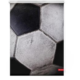 LICHTBLICK ORIGINAL Seitenzugrollo &raquo;Rollo Klemmfix, ohne Bohren, blickdicht, Retro Fu&szlig;ball - Schwarz-Wei&szlig;&laquo; blickdicht Blendschutz Sichtschutz...