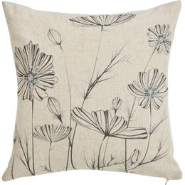 done. Kissenh&uuml;lle &raquo;Flower Meadow&laquo; Beidseitig bedruckte Kissenh&uuml;lle aus Canvas-Stoff mit Leinenanteil natur/anthrazit Obermaterial: 80% Polyester,...