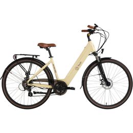Totem &raquo;Viena&laquo; 7 Gang Shimano Tourney Schaltwerk Kettenschaltung Heckmotor 250 W Pedelec, Elektrofahrrad f&uuml;r Damen u. Herren Creme+schwarz