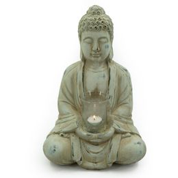 NOOR LIVING Teelichthalter »Buddha« mit Teelichtglas, Höhe 40 cm weiß
