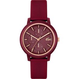 Lacoste Damen Multifunktionsuhr &raquo;Lacoste.12.12 LADIES MULTI&laquo; Quarzuhr, Armbanduhr, Damenuhr, Datum, Silikonarmband rot