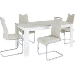 Home Affaire Essgruppe »Milano« Set, 5 Stk. tlg. 4 Stühle und 1 Tisch beige + Sitz und Rücken gepolstert