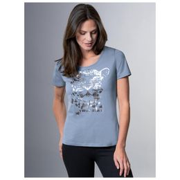 TRIGEMA T-Shirt »T-Shirt mit schimmerndem Leo-Print« 1 Stk. tlg. pearl-blue L L DELUXE-Single-Jersey