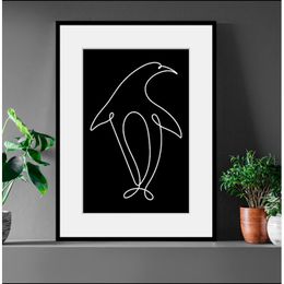 queence Bild »Lilu« Kunst Pinguine Schwarz-Weiß 1 Stk. tlg. HD Premium Poster-Druck inkl. Holzrahmen Farbe Rahmen: schwarz + Farbe Bild(er):...
