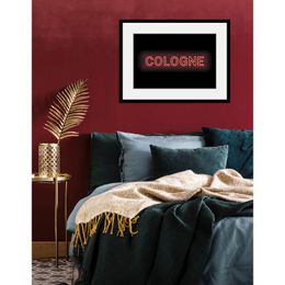 queence Bild »COLOGNE LIGHTS« Schriftzug Städte 1 Stk. tlg. HD Premium Poster-Druck inkl. Holzrahmen Farbe Rahmen: schwarz + Farbe Bild(er): rot