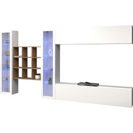 Inosign Wohnwand »Maruska« 1 Stk. tlg. weiß hochglanz/weiß hochglanz Set besteht aus 1 Vitrine, 1 Lowboard, 1 Highboard und 2 Wandregalen