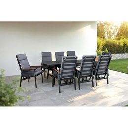Konifera Garten-Essgruppe »Edessa Komfort« Set, 8x Stuhl mit Rückenverstellung, 1x Tisch 220x97x74 cm, inkl. Auflagen, 17 Stk. tlg. Tischplatte aus...