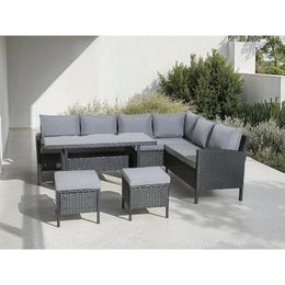 Konifera Gartenlounge-Set »Manhatten, Gartenmöbel Set« Set, Ecklounge, Tisch 66x120x74 cm, 2 Hocker, inkl. Auflagen, 18 Stk. tlg. Stahl/Polyrattan...