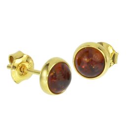 OSTSEE-SCHMUCK Paar Ohrstecker &raquo;Ohrstecker Classic 6 mm Ohrstecker Classic 6 mm&laquo; 7 mm rund Sch&ouml;ne Ohrstecker mit 6 mm gro&szlig;en Bernsteinen