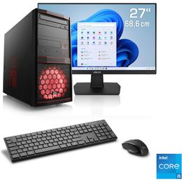 CSL PC-Komplettsystem &raquo;Speed V25127&laquo; 27 &prime;&prime; Intel Core i5 16 GB RAM 1.000 GB SSD rot Inkl. Maus, Tastatur, WLAN 300 MBit/s, USB 3.2 Gen1, 27" TFT