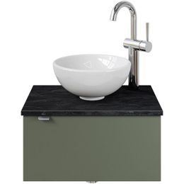 SAPHIR Waschtisch &raquo;Serie 6915 Waschschale mit Unterschrank f&uuml;r G&auml;stebad, G&auml;ste WC&laquo; Keramik-Aufsatzbecken, Waschtischplatte, Waschtischunterschrank,...