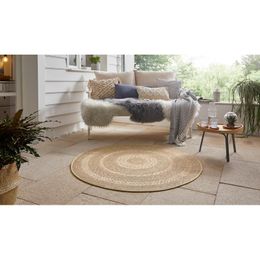 NORTHRUGS Teppich &raquo;Almendro&laquo; rund 6 mm H&ouml;he Sisal Optik, Robust, Pflegeleicht, Flachgewebe beige/braun Obermaterial: 100% Polypropylen &Oslash; 160 cm 1...