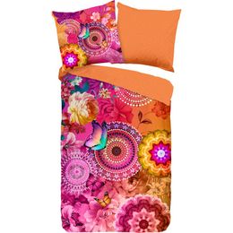 HIP Wendebettwäsche »Ziva« 2 Stk. tlg. Mako-Satin, 135x200, Reißverschluss, Wendeoptik, Mandala, Bunt multi/rosa/orange/bunt Obermaterial: 100%...