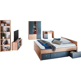 Arthur Berndt Jugendzimmer-Set »Alessio, Anthrazit mit Artisan Eiche Dekor, viel Stauraum« Set, Kleiderschrank, Bett mit Schubkasten, Schreibtisch,...