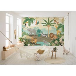 Komar Fototapete »Digitaldruck Vlies - Baby Safari - Größe 350 x 250 cm« bedruckt glatt Wohnzimmer, Schlafzimmer bunt