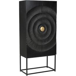 Sit Mehrzweckschrank 1 Stk. tlg. mit Schnitzmuster und goldfarbenem Griff Schwarz, Gold Schwarz