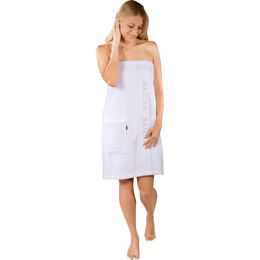 WEWO-Fashion WEWO FASHION Kilt »9534« 1 Stk. tlg., Saunakilt für Damen, mit Klettverschluss & Stickerei Sauna weiß Länge: 75 cm schlingenfester Damen Saunakilt