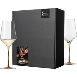 EISCH GERMANY Wei&szlig;weinglas &raquo;RAVI GOLD, Made in Germany&laquo; in Handarbeit veredelt mit 24kar&auml;tigem Gold, 380ml, 2-teilig transparent, gold