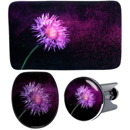 Sanilo Badaccessoire-Set »Purple Dust« bestehend aus WC-Sitz, Badteppich und Waschbeckenstöpsel schwarz-lila