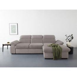 COTTA Ecksofa »Lola L-Form mit Kopfteilfunktion & Hocker« wahlweise mit Bettfunktion, Bettkasten & Armteilverstellung Elephant