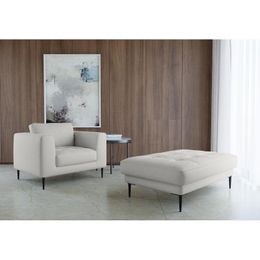 Trendmanufaktur Sessel &raquo;Luzi, Loungesessel, modern mit extra hohen F&uuml;&szlig;en&laquo; Designsessel mit tollem Sitzkomfort, Metallf&uuml;&szlig;e schwarz, Breite 96 cm grau 