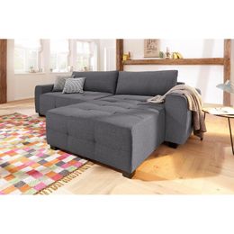 Home Affaire Ecksofa »Bella L-Form, B: 254 cm« mit 2 Zierkissen, optional Bettfunktion & Bettkasten, Federkern anthrazit