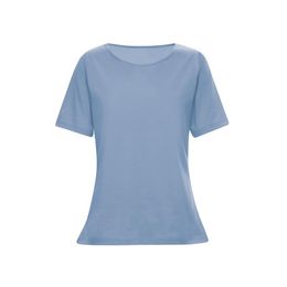 TRIGEMA T-Shirt »T-Shirt DELUXE Baumwolle mit Kristallsteinen« 1 Stk. tlg. pearl-blue L L Schwinge veredelt mit Kristallsteinen auf Vorderteil