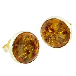 OSTSEE-SCHMUCK Paar Ohrstecker &raquo;Ohrstecker Classic 12 mm Ohrstecker Classic 12 mm&laquo; 12 mm rund Sch&ouml;ne Ohrstecker mit 12 mm gro&szlig;en Bernsteinen