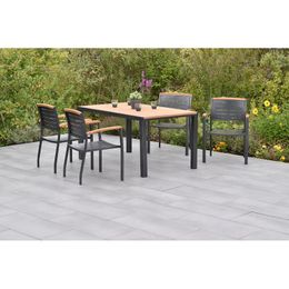 Merxx Garten-Essgruppe »»Tinos«« Set, Geöltes Akazienholz, pulverbeschichtetes Aluminiumgestell, 5 Stk. tlg. Tisch: LxB: 150x90 cm grau + grau +...