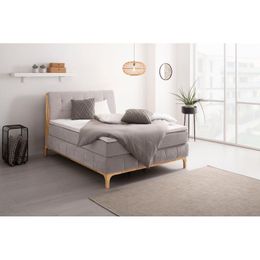 OTTO products Boxspringbett &raquo;Jelle&laquo; 5 Stk. tlg. zertifizierte, recycelte Bezugsstoffe, verschiedene Ausf&uuml;hrungen silber Polyester