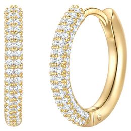 Yokoamii Damen Paar Creolen &raquo;Set: Y528&laquo; mit Zirkonia gelb