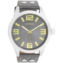 Oozoo Quarzuhr Armbanduhr, Damenuhr, Herrenuhr, Lederarmband, Ø 46mm dunkelgrau 0 Markante Armbanduhr