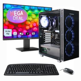 GAMEMAX PC-Komplettsystem »MegaDeal Gaming-PC-Set Draco XD« 24 ′′ AMD Ryzen 5 32 GB RAM Windows 11 + MSI PRO MP2412DE Monitor 60cm (24") + Maus &...