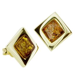 OSTSEE-SCHMUCK Paar Ohrstecker &raquo;Ohrstecker Vica Ohrstecker Vica&laquo; 10 x 10 mm Sch&ouml;ne Ohrstecker mit 6x6 mm gro&szlig;en Bernsteinen