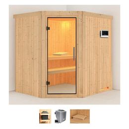 Karibu Sauna »Siirin« Set, 9 KW-Bio-Ofen mit externer Steuerung naturbelassen