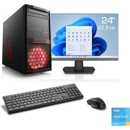 CSL PC-Komplettsystem »Speed V21815« 24 ′′ Intel Pentium Gold 8 GB RAM 500 GB SSD rot Microsoft Windows 11 Home (64 Bit): Modernes und sicheres...