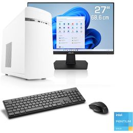 CSL PC-Komplettsystem &raquo;Speed V21117&laquo; 27 &prime;&prime; Intel Pentium Gold 16 GB RAM 1.000 GB SSD wei&szlig; Inkl. Maus, Tastatur, WLAN 300 MBit/s, USB 3.2 Gen1, 27"...