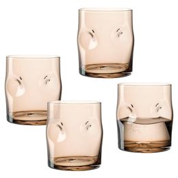Leonardo Gläser-Set »Trinkglas VESUVIO, 300 ml, 4er-Set« konische Form, markantes Design - mit Einquetschungen braun