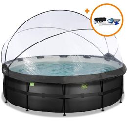 EXIT Framepool »»Black Leather Pool«« mit Sandfilterpumpe und Abdeckung und Zubehörset - schwarz Schwarz Ø/B/H/L: 508 cm x Breite x Höhe 350 cm x...