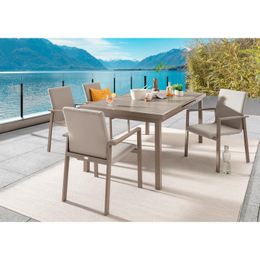 Destiny Garten-Essgruppe »TORINO IMOLA« 4x Sessel, 1x Tisch, inkl. Auflagen, 5 Stk. tlg. Aluminium, Olefin taupe +