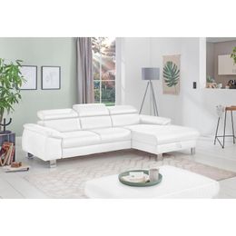 COTTA Ecksofa »Komaris L-Form, B: 244 cm« mit Kopfteilverstellung, optional Bettfunktion, Bettkasten & Licht weiß