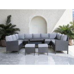 Konifera Gartenlounge-Set »»Miami«« Set, 3x 3er Sofabank, Tisch 66x120x74 cm, 2 Hocker, inkl. Auflagen, 22 Stk. tlg. Stahl/Polyrattan Schwarz +...