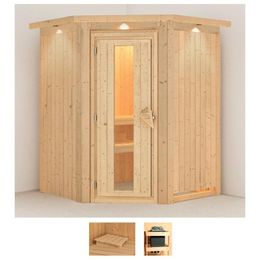 Karibu Sauna »Larin« Set, ohne Ofen naturbelassen