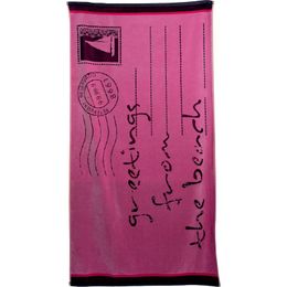 stuco Strandtuch &raquo;Greetings&laquo; rosa Obermaterial: 100% Baumwolle B/L: 90 cmx165 cm